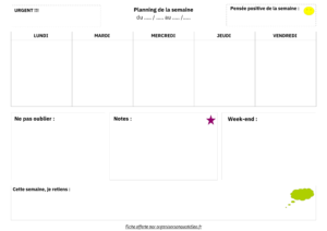 3 fiches d'organisation pour le quotidien - Organiser son quotidien