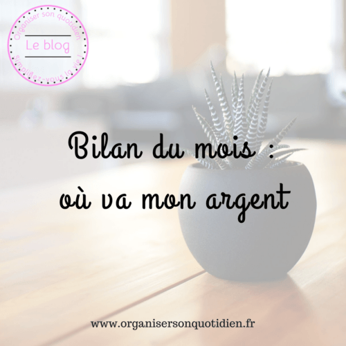 Bilan du mois, où va mon argent ? - Organiser son quotidien
